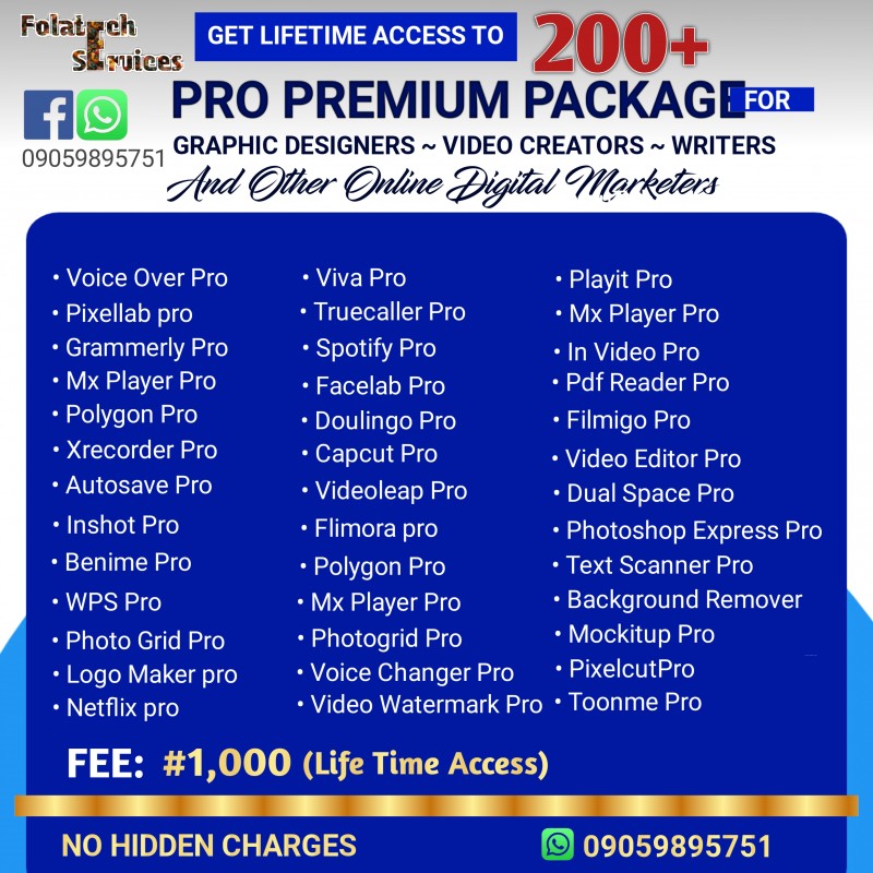 Buy 200+ PREMIUM MOBILE APPLICATION by Folasewa Adeniji on Selar