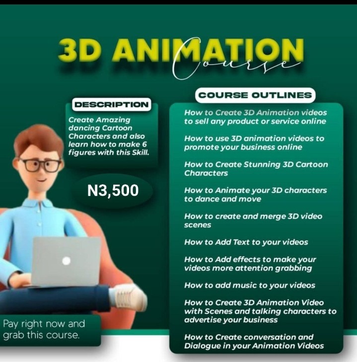 Buy 3D ANIMATION COURSE by Francisca Emekwe on Selar