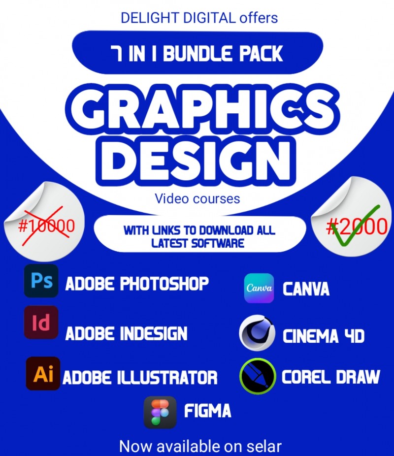 Buy 7 in 1 bundle pack Graphic design course by DELIGHT DIGITAL on Selar