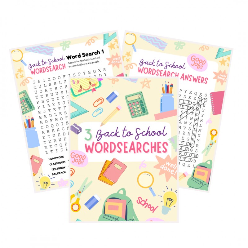 Buy Back to School Word Searches by Gatsy Cakes on Selar