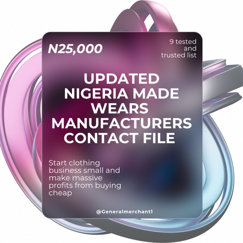 Buy UPDATED NIGERIA MADE WEARS MANUFACTURERS CONTACT LIST by ...
