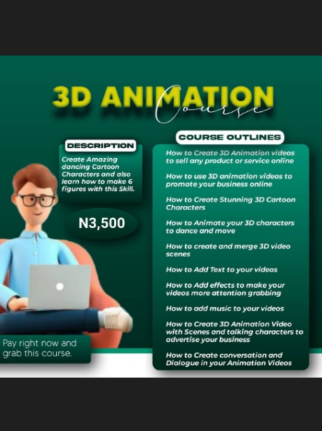Buy 3D ANIMATION COURSE by on Selar