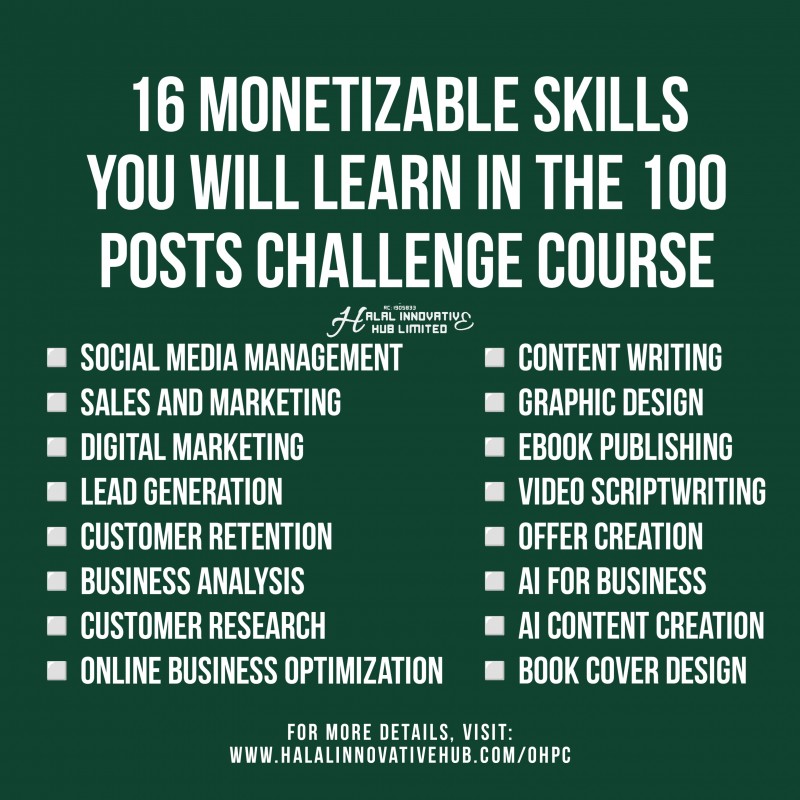 Buy 100 POSTS CHALLENGE COURSE by Halal Innovative Hub on Selar