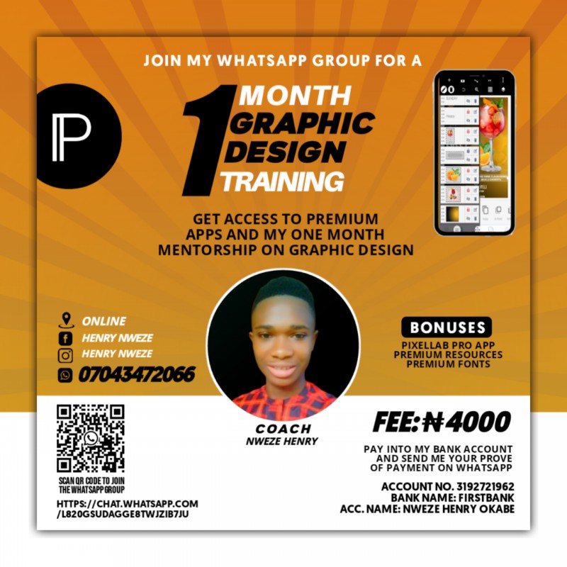 Buy ONE MONTH GRAPHIC DESIGN TRAINING by Henry Nweze on Selar
