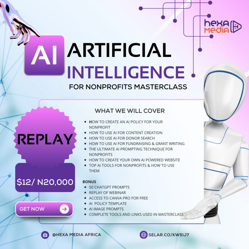 Buy AI FOR NONPROFIT MASTERCLASS REPLAY by Hexa Media Africa on Selar