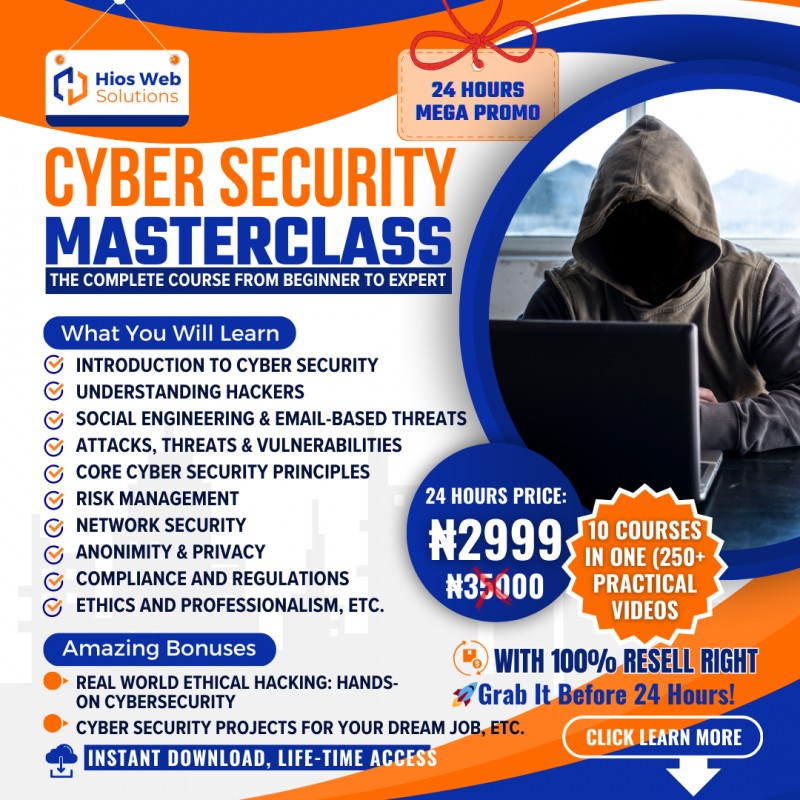 Buy CYBER SECURITY MASTERCLASS by Hiosweb Technologies on Selar