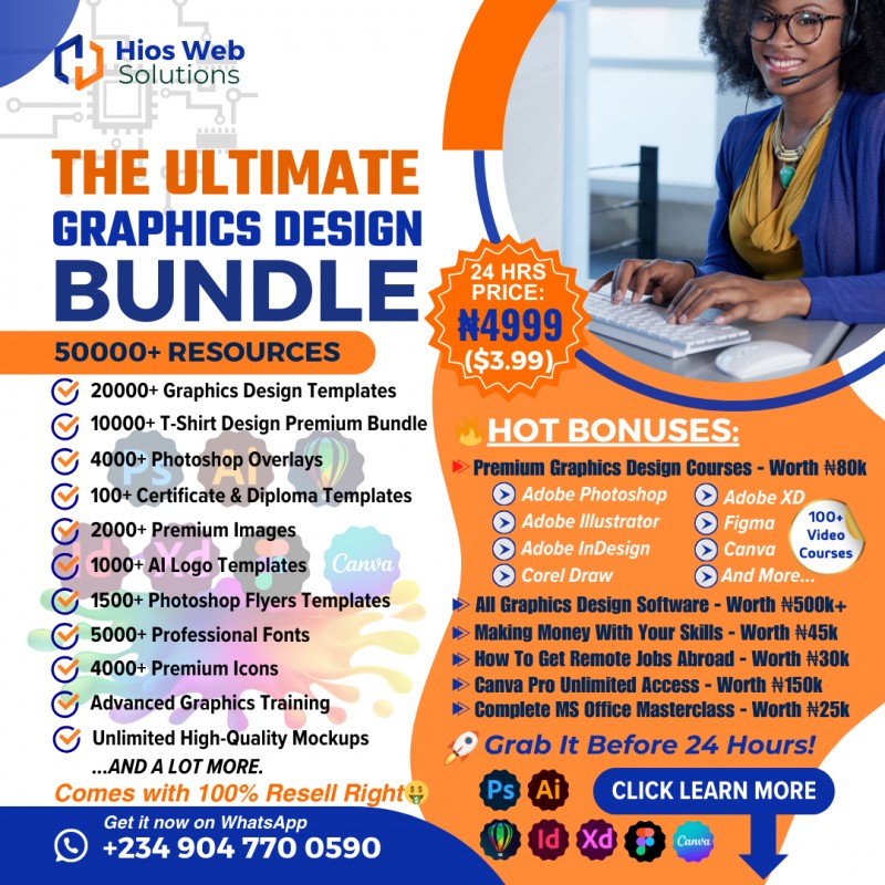 Buy THE ULTIMATE GRAPHICS DESIGN BUNDLE by Hiosweb Technologies on Selar