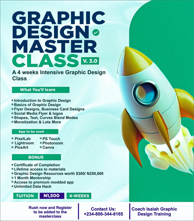 Buy GRAPHIC DESIGN MASTERCLASS by Coach Isaiah Graphic on Selar