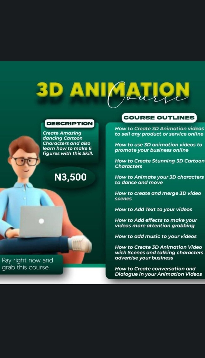 Buy 3D ANIMATION COURSE by Idara Afangide on Selar