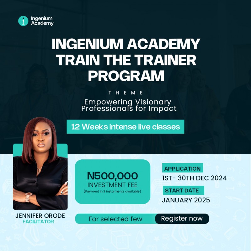 Buy TRAIN-THE-TRAINER PROGRAM by Ingenium Concepts Ltd on Selar Buy TRAIN-THE-TRAINER PROGRAM by Ingenium Concepts Ltd on Selar