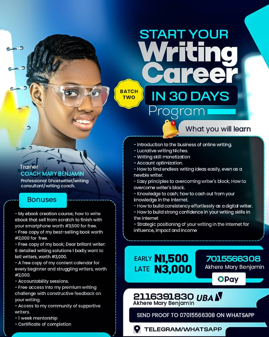 Buy START YOUR WRITING CAREER IN 30 DAYS PROGRAM by Ben Mary on Selar