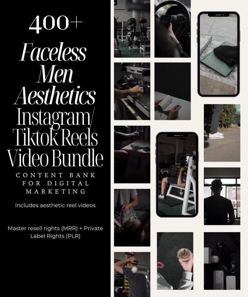 Buy 400 MEN'S DARK AESTHETIC CONTENT FOR FACELESS MARKETING by Janet ...