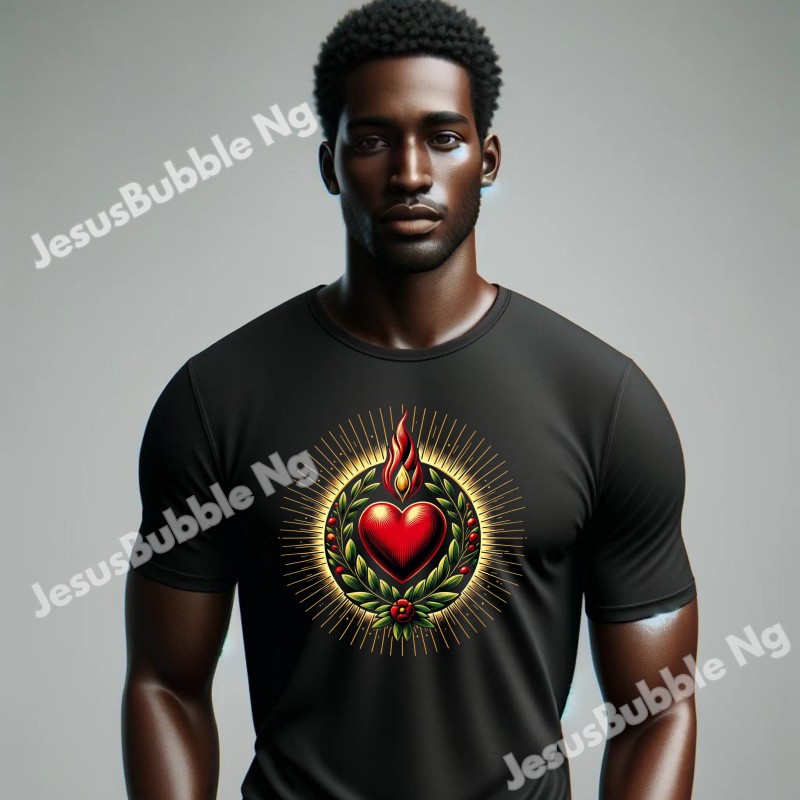 Buy 'Heart Aflame' Unisex T-Shirt by Jesus Bubble on Selar