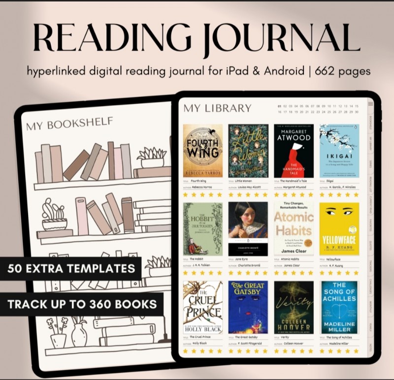 Buy Digital Reading Journal, Digital Book Tracker for GoodNotes, iPad ...