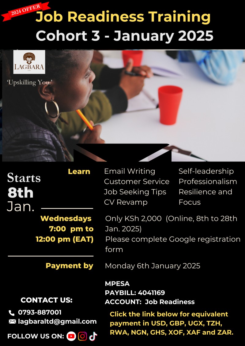 Buy Job Readiness Training Cohort 3 - January 2025_Lagbara Ltd by Lagbara Ltd on Selar