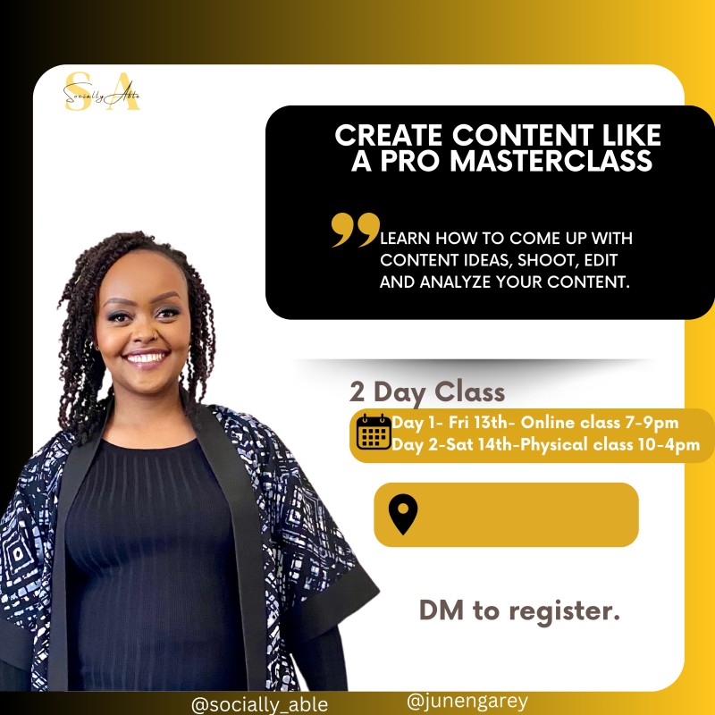 Buy Create Content Like a Pro- MasterClass 001 by June Ngarey on Selar