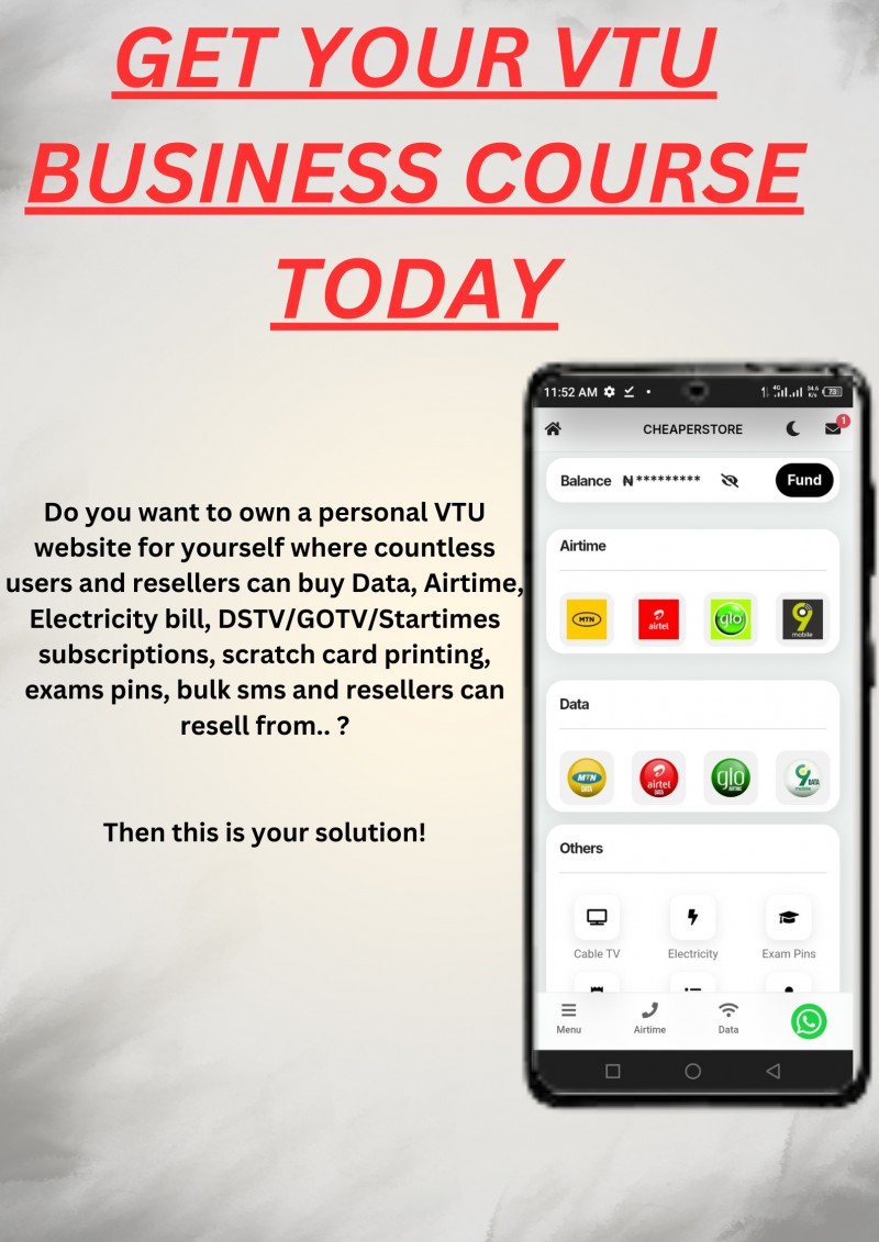 Buy Get Your VTU Business Course Today by SamTheWebMaster on Selar