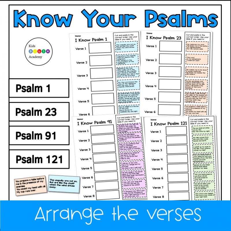 Buy 'Know Your Psalms' Bible Activity I Bible Verse Activity I Cut and ...