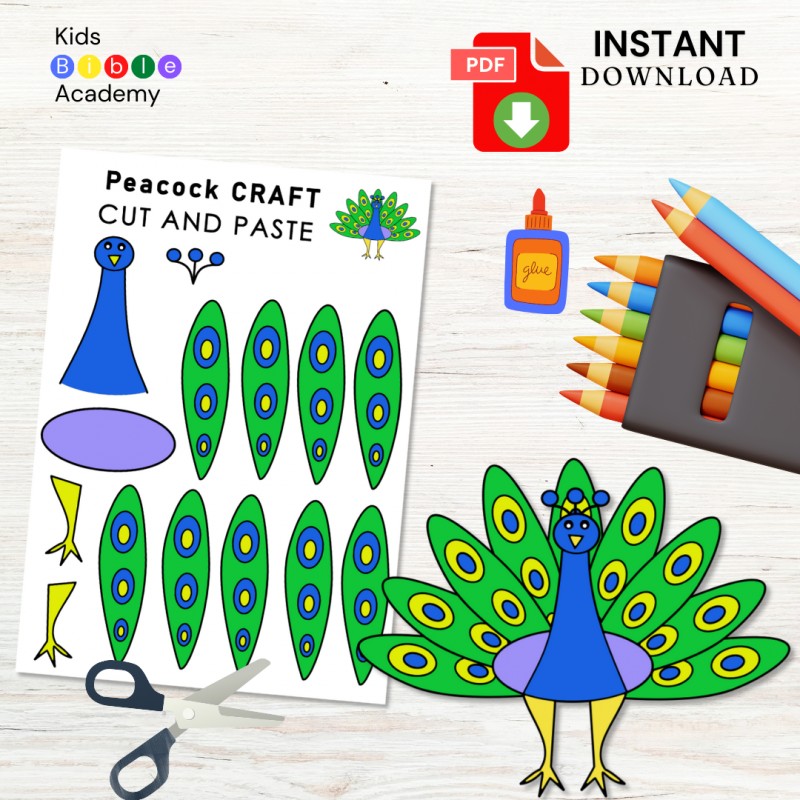 Buy Printable Peacock Craft, Bible Animal Craft, Bible Activity, Bible ...
