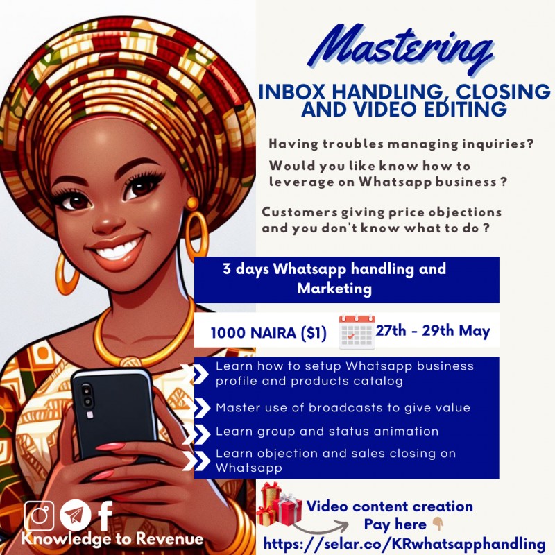 Buy Mastering Inbox Handling, Closing and Video Editing by Knowledge To Revenue Academy on Selar