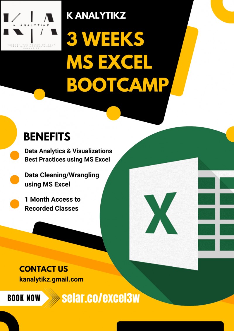 Buy Data Analytics w/ MS Excel 3 Weeks BootCamp by K Analytikz on Selar