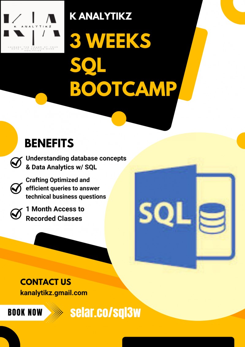 Buy Data Analytics w/ SQL(PostgreSQL) 3 Weeks BootCamp by K Analytikz on Selar