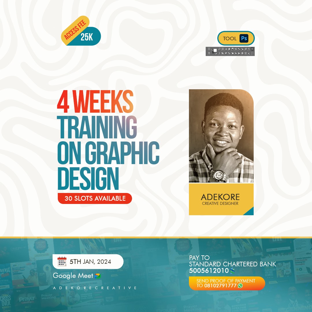 Buy 4 WEEKS TRAINING ON GRAPHIC DESIGN by Korede Adebisi on Selar