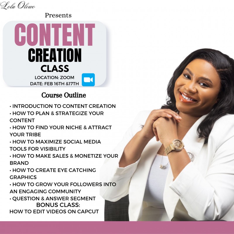 Buy CONTENT CREATION 101 MASTERCLASS by Lolu Olowookere on Selar