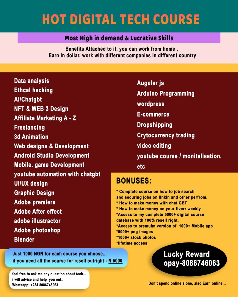 Buy Tech Course 2024 by Lucky reward on Selar