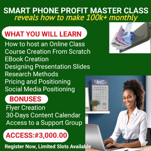 Buy SMART PHONE PROFIT MASTER CLASS by Mabel Asemudara on Selar