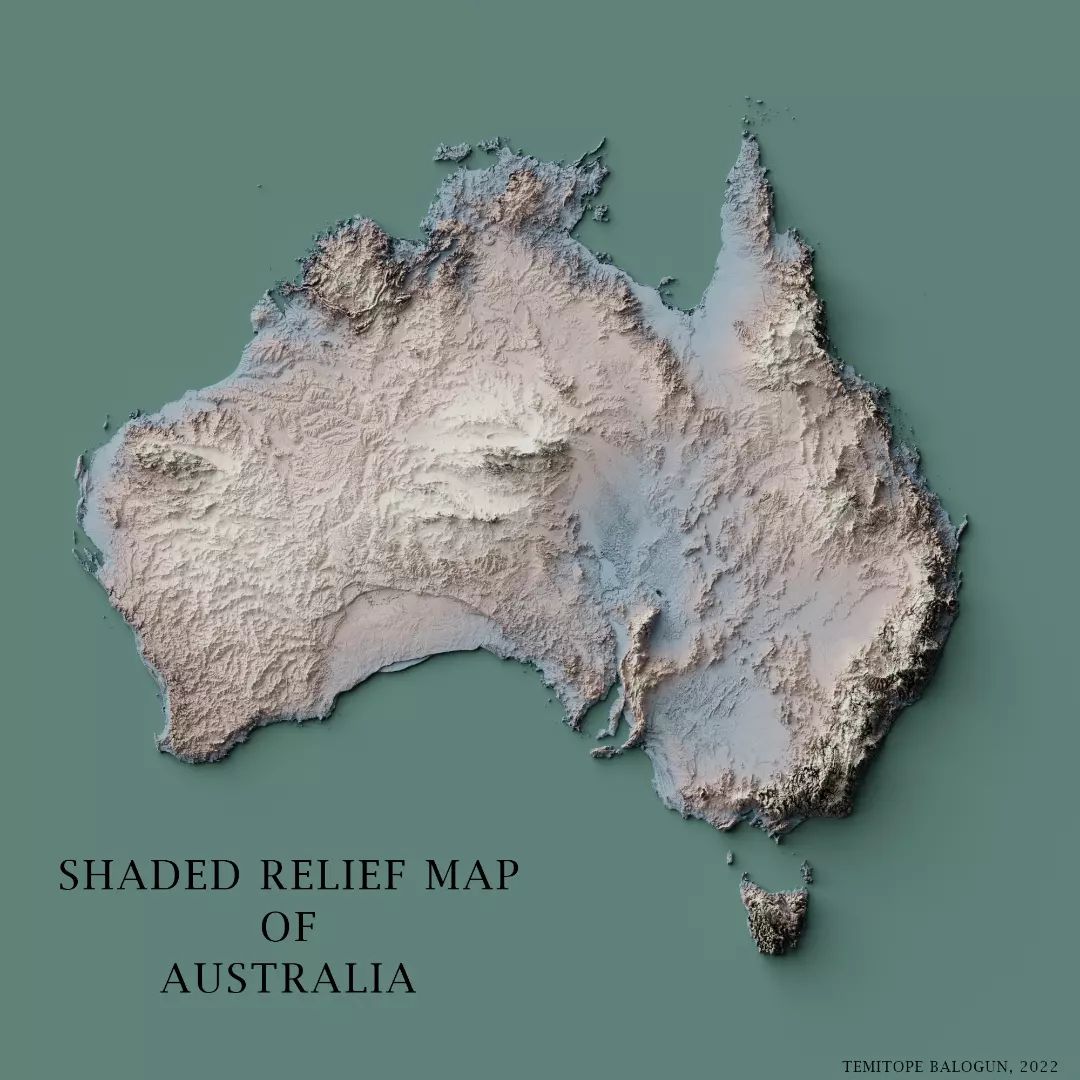 Buy Shaded Relief Map Of Australia by Balogun Temitope on Selar
