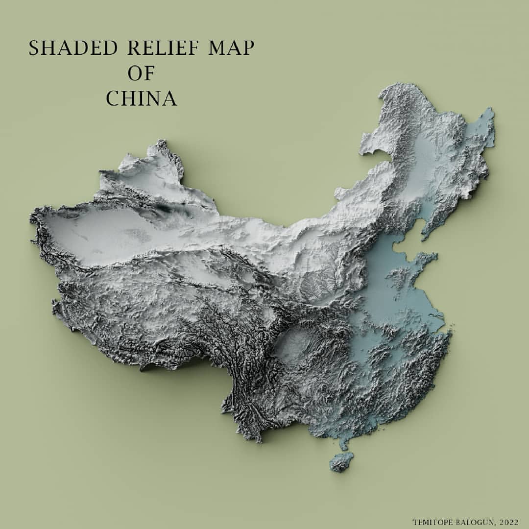 Buy Shaded Relief Map Of China by Balogun Temitope on Selar