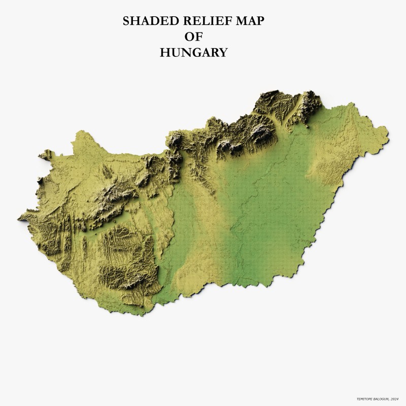 Buy Shaded Relief Map Of Hungary by Balogun Temitope on Selar