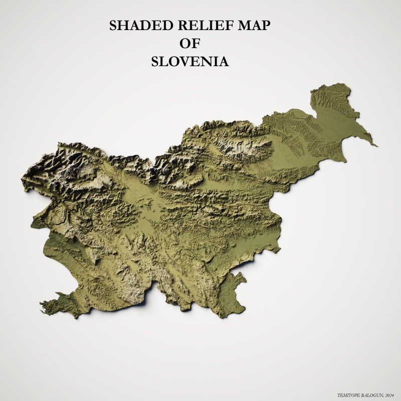 Buy Shaded Relief Map Of Slovenia by Balogun Temitope on Selar