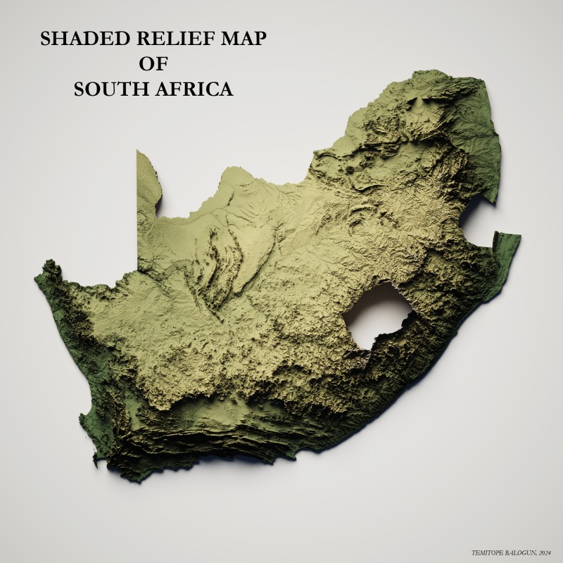 Buy Shaded Relief Map Of South Africa by Balogun Temitope on Selar