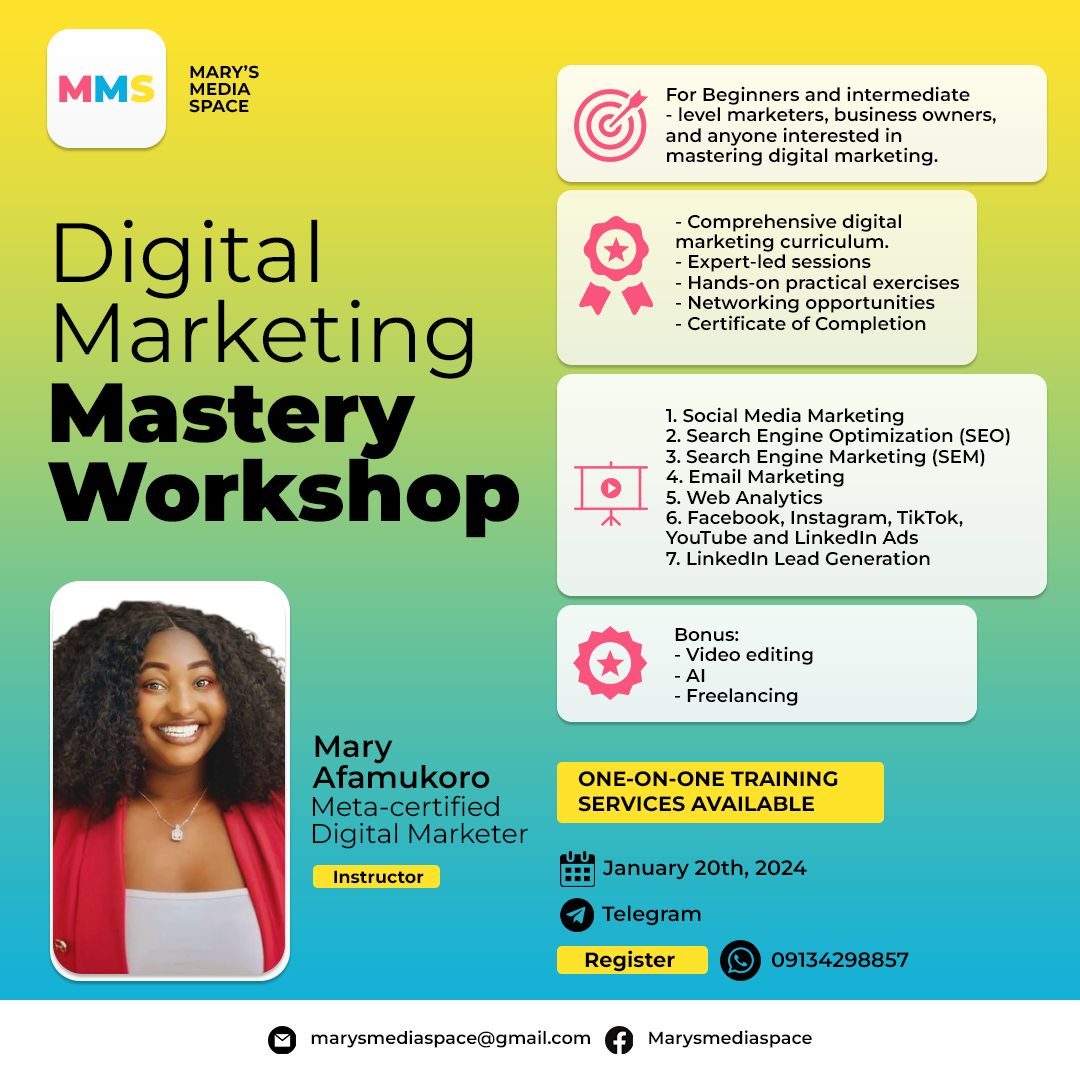 Buy Digital Marketing Mastery Workshop by Mary Afamukoro on Selar