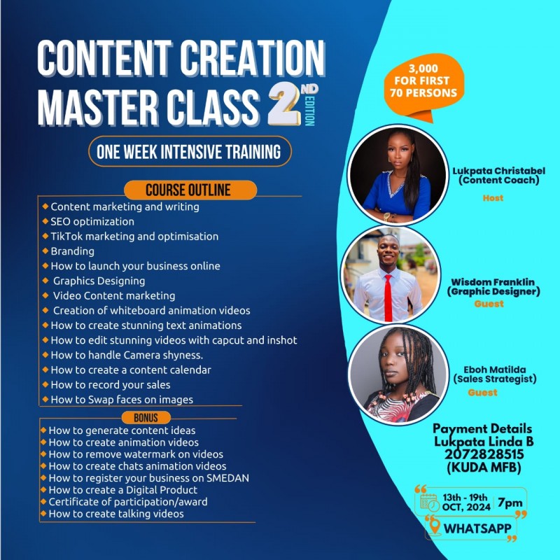 Buy CONTENT CREATION MASTERCLASS by Matilda Ekwo on Selar