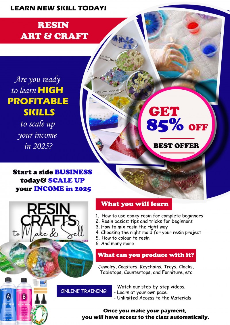Buy LEARN RESIN AND CRAFT TO BOOST YOUR INCOME 2025 by Menor Peter on Selar