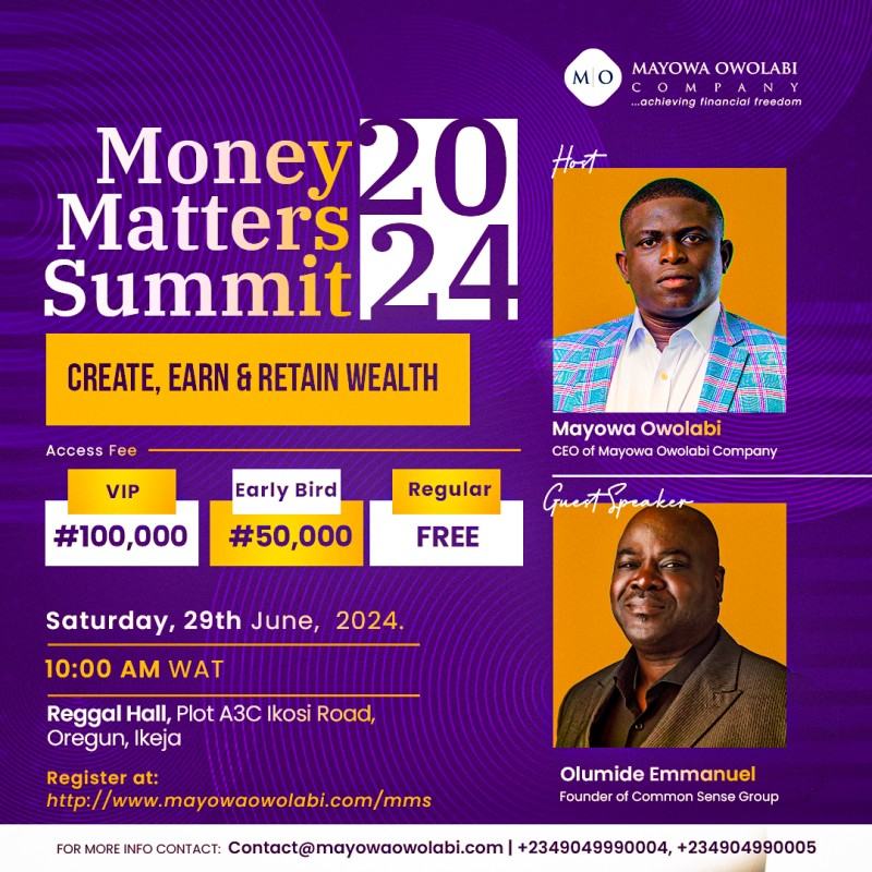 Buy Money Matters Summit VIP by Mayowa Owolabi Consulting on Selar