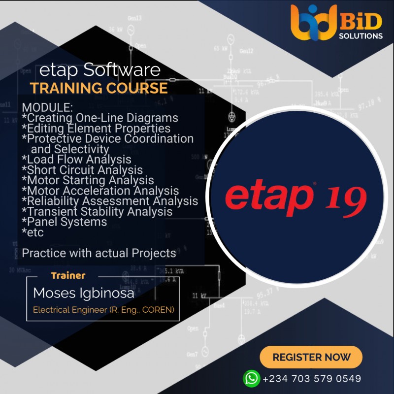 Buy ETAP SOFTWARE TRAINING (VIRTUAL) by Moses Igbinosa on Selar