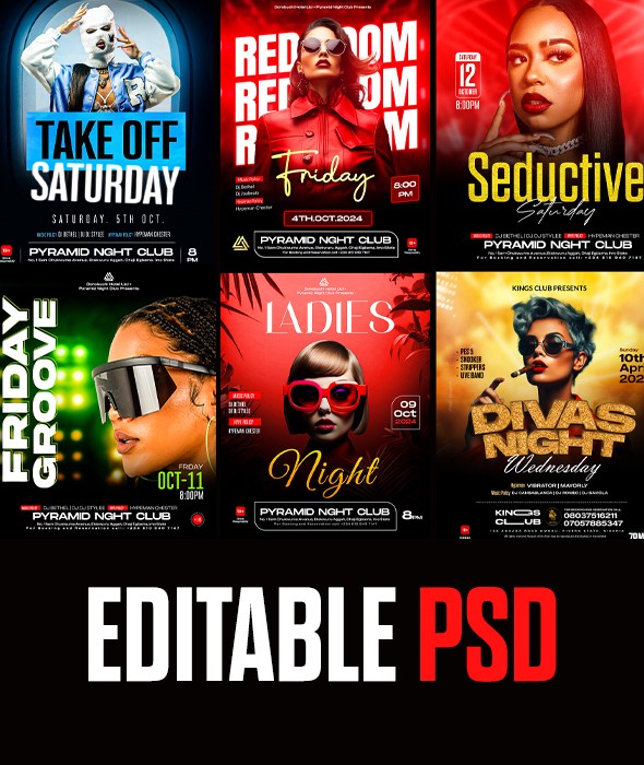 Buy 6 in 1 Editable Party Poster Psd Template | Event Flyer Design by ...