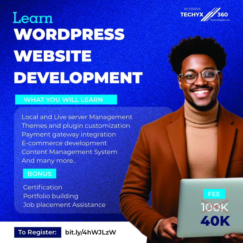 Buy TECHYX360 WORDPRESS TRAINING COURSE by Mujaideen Taiwo on Selar