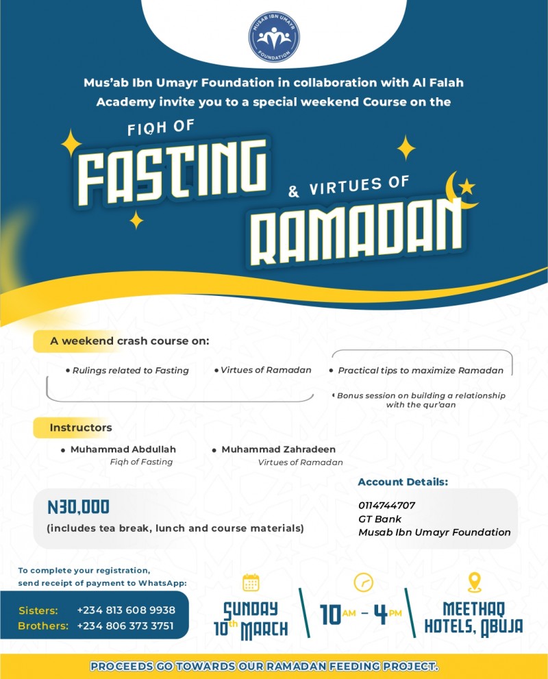 Buy FIQH OF RAMADAN COURSE by Mus’ab Ibn Umayr Foundation on Selar