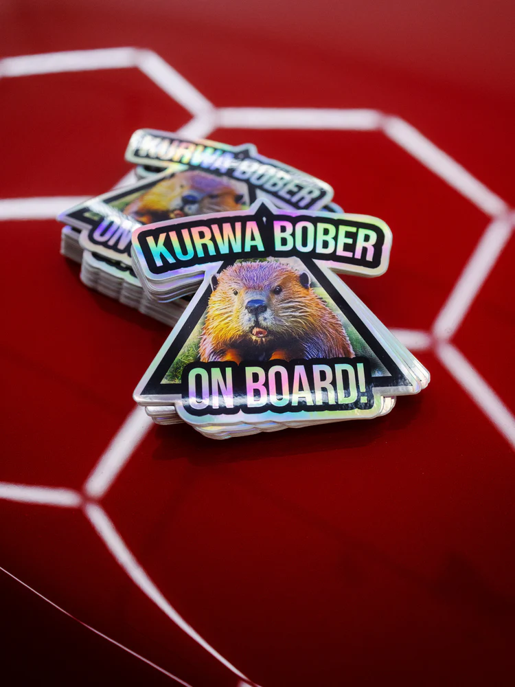 Buy KURWA BOBER ON BOARD' OIL SLICK STICKER by UP STORE GLOBAL on Selar