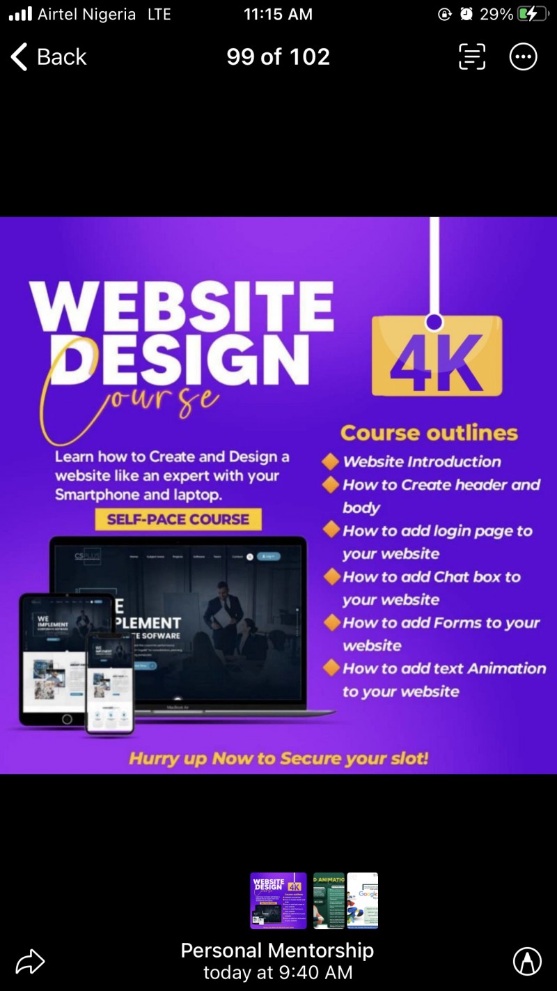 Buy WEBSITE DESIGN CURSE by kimchan52654@gmail.com on Selar