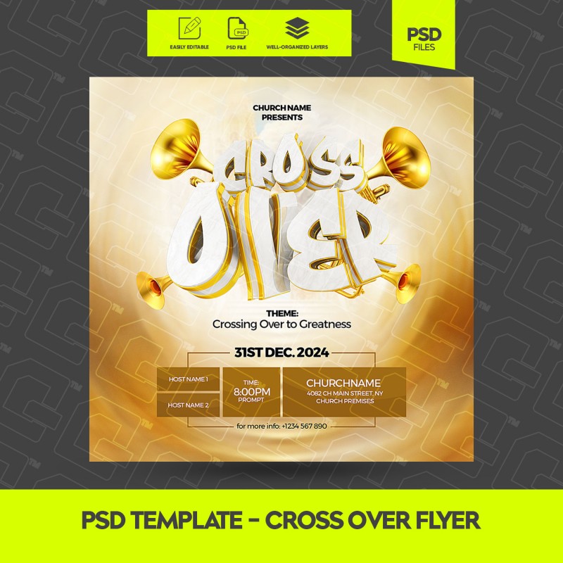 Buy Cross Over Flyer PSD Template by nickstudio™ on Selar