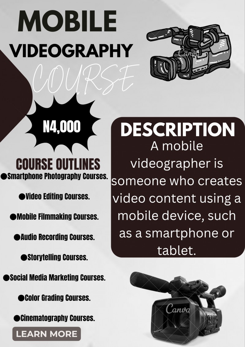 Buy MOBILE VIDEOGRAPHY COURSE by Ojukwu michael on Selar
