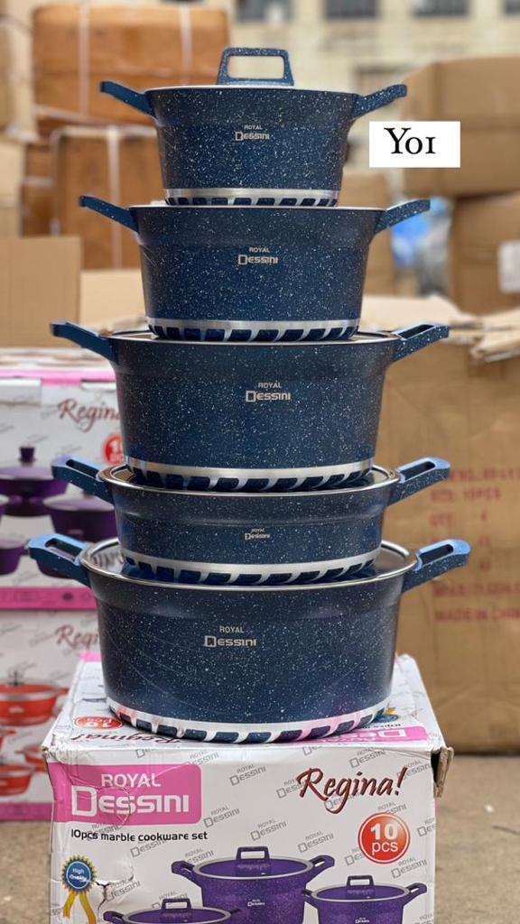 Buy Dessini 10 Pieces Heavy Gauge Anti-Scratch Non-Stick Cookware Set ...