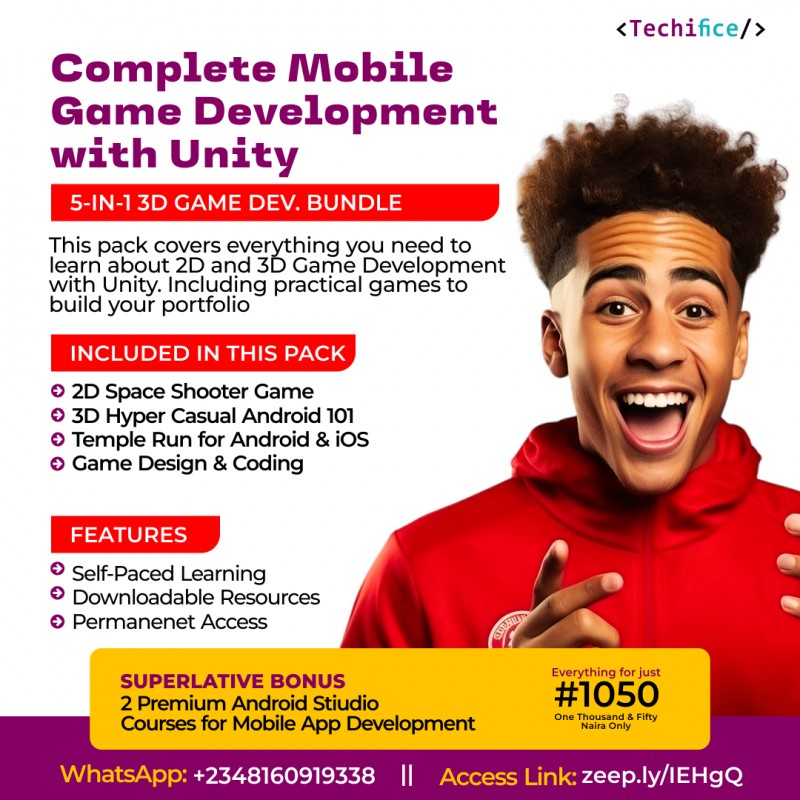 Buy Complete Mobile Game Development with Unity by Techifice on Selar