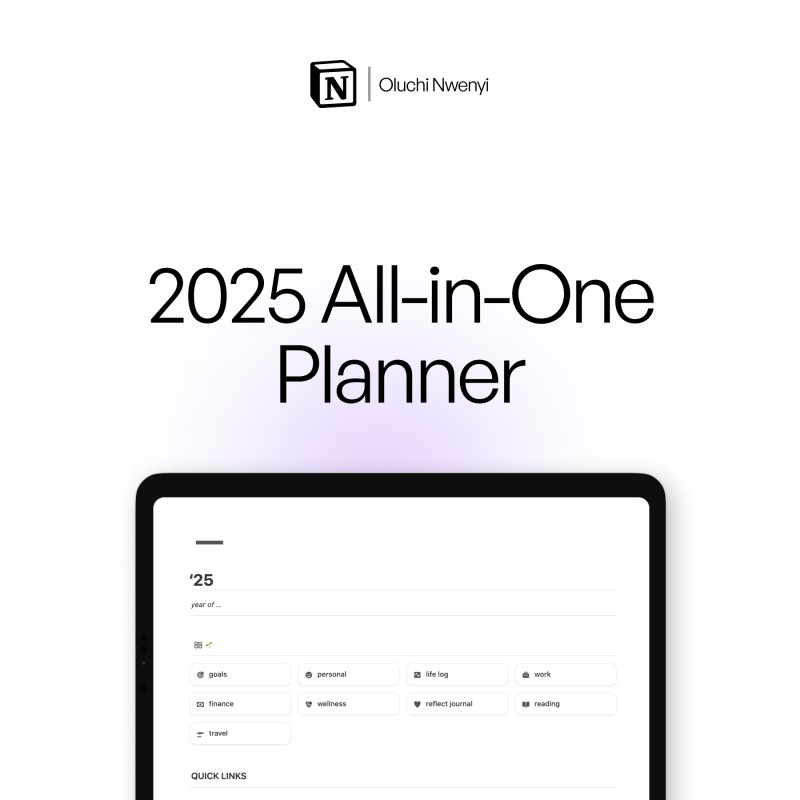 Buy All-in-one Notion Planner by Oluchi Nwenyi on Selar